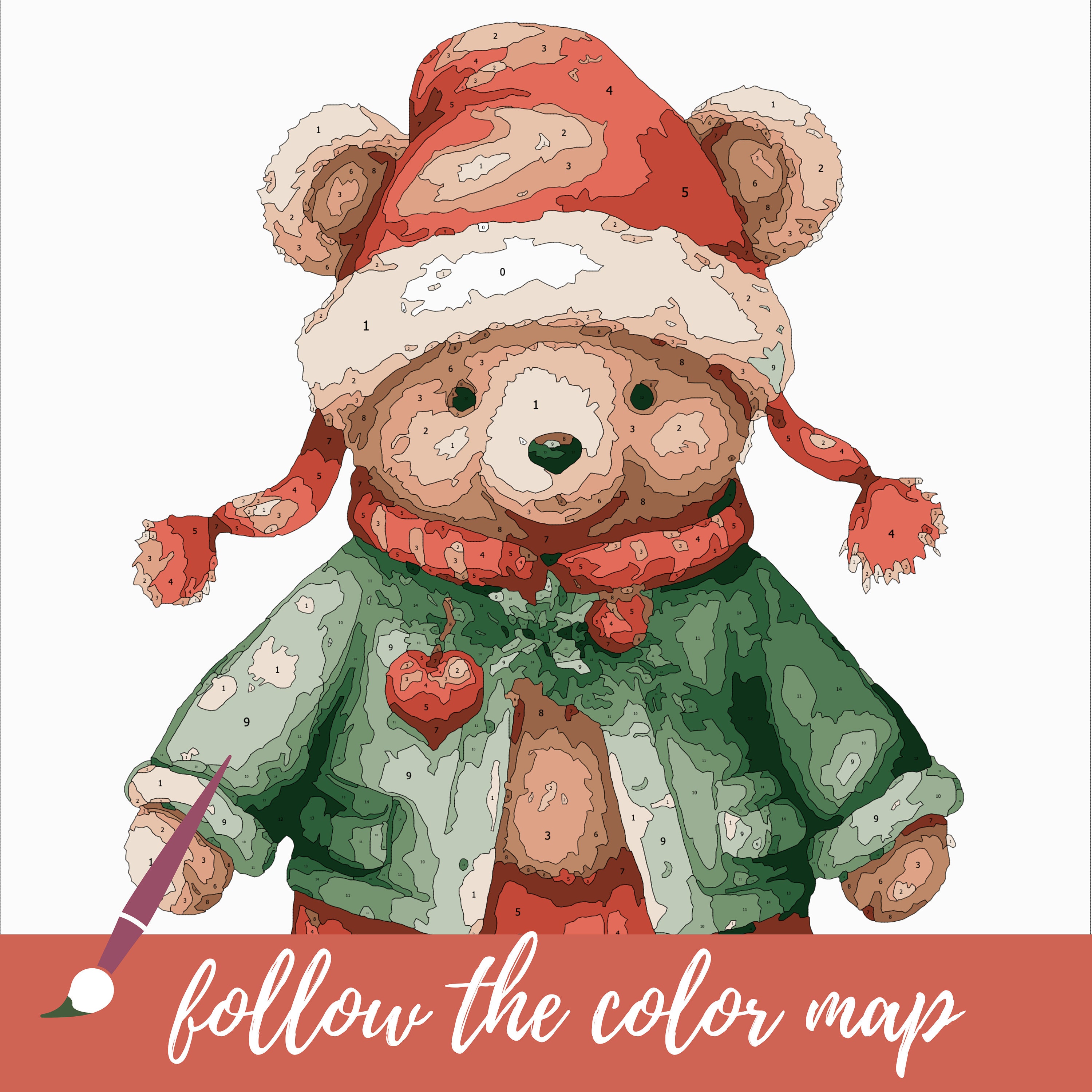 Color by Number for Adult,paint by Number Printable,christmas Teddy ...