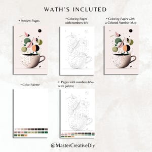 Color by Number Printable, Paint by Number DIY, Modern Abstract Cup of ...