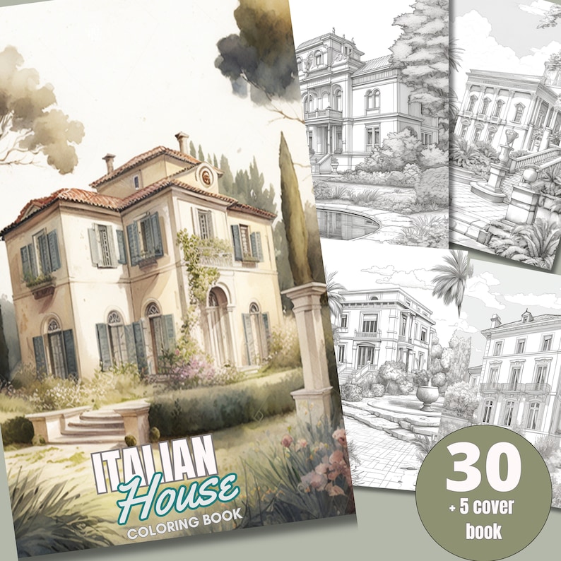 30 Beautiful Italian Villa Coloring Book Adults Coloring - Etsy