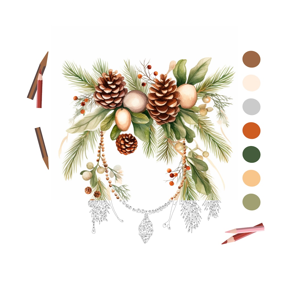 Color by Number for Adult, Paint by Number Printable,christmas Wreath ...