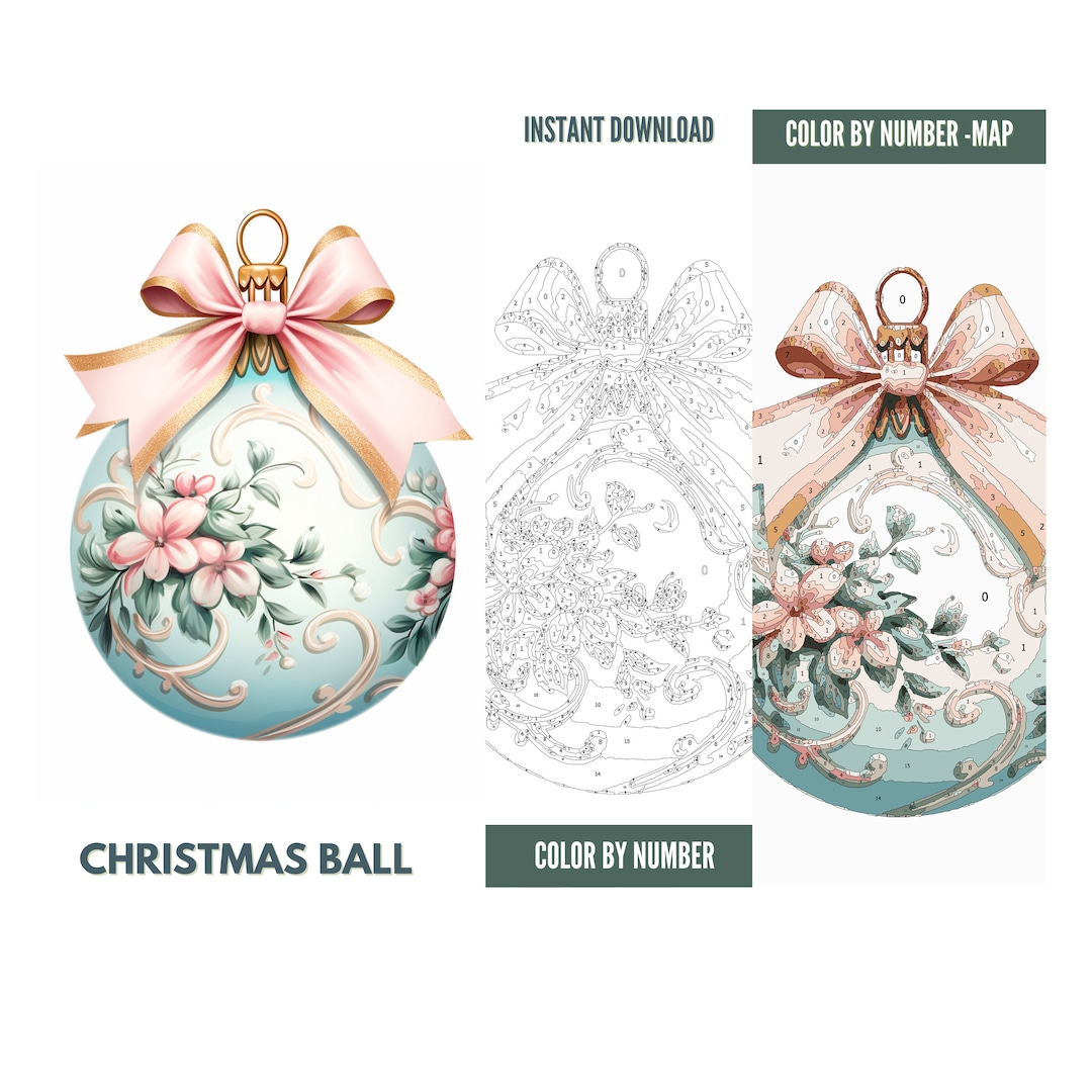 Color by Number for Adult,paint by Number Printable,christmas Ball ...