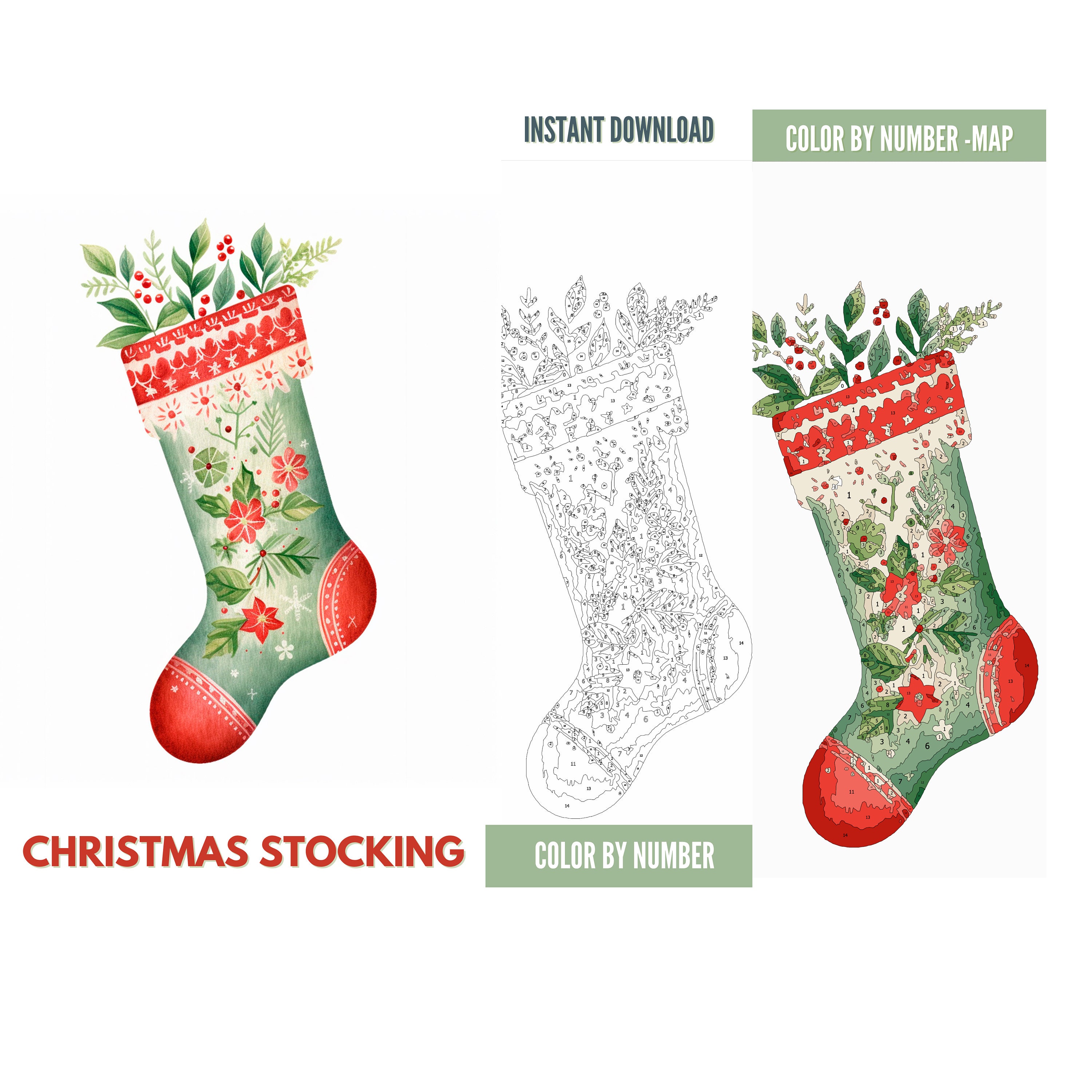 Color by Number for Adult, Paint by Number Printable, Christmas ...