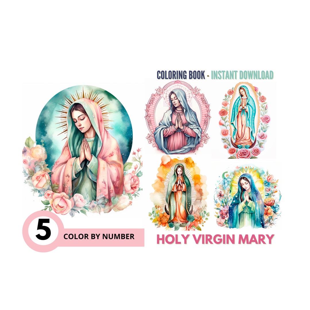 Color by Number for Adult,paint by Number Printable,5 Virgin Mary ...