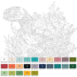 Color by Number for Adult, Paint by Number Printable, Sea Turtle ...