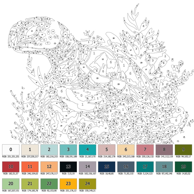 Color by Number for Adult, Paint by Number Printable, Sea Turtle ...