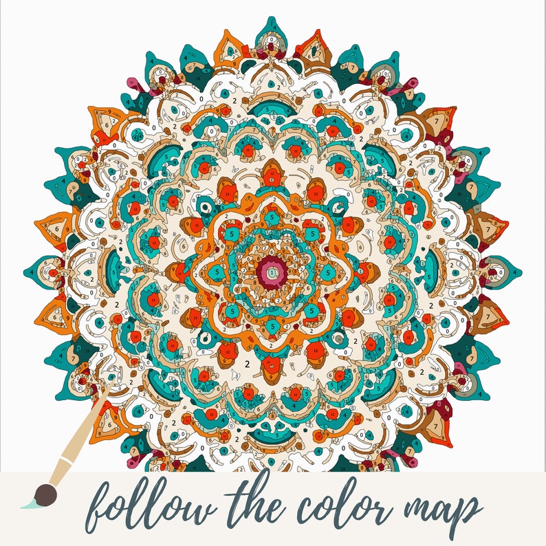 Color by Number for Adult Mandala Paint by Number - Etsy