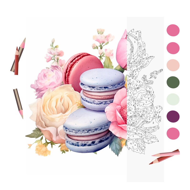 Color by Number for Adult,paint by Number Printable, Macarons, Coloring ...