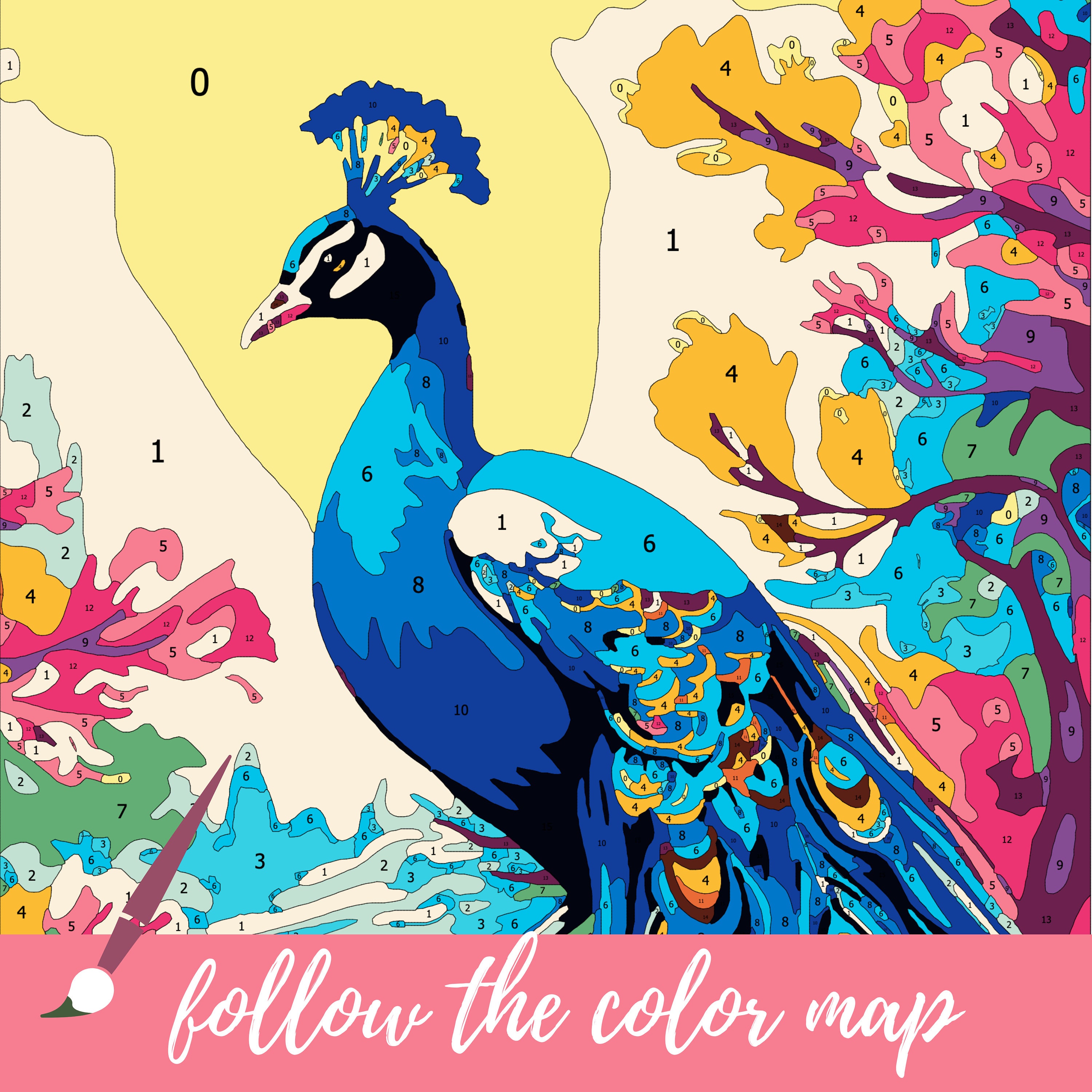 Color by Number for Adult,paint by Number Printable,beautiful Peacock ...