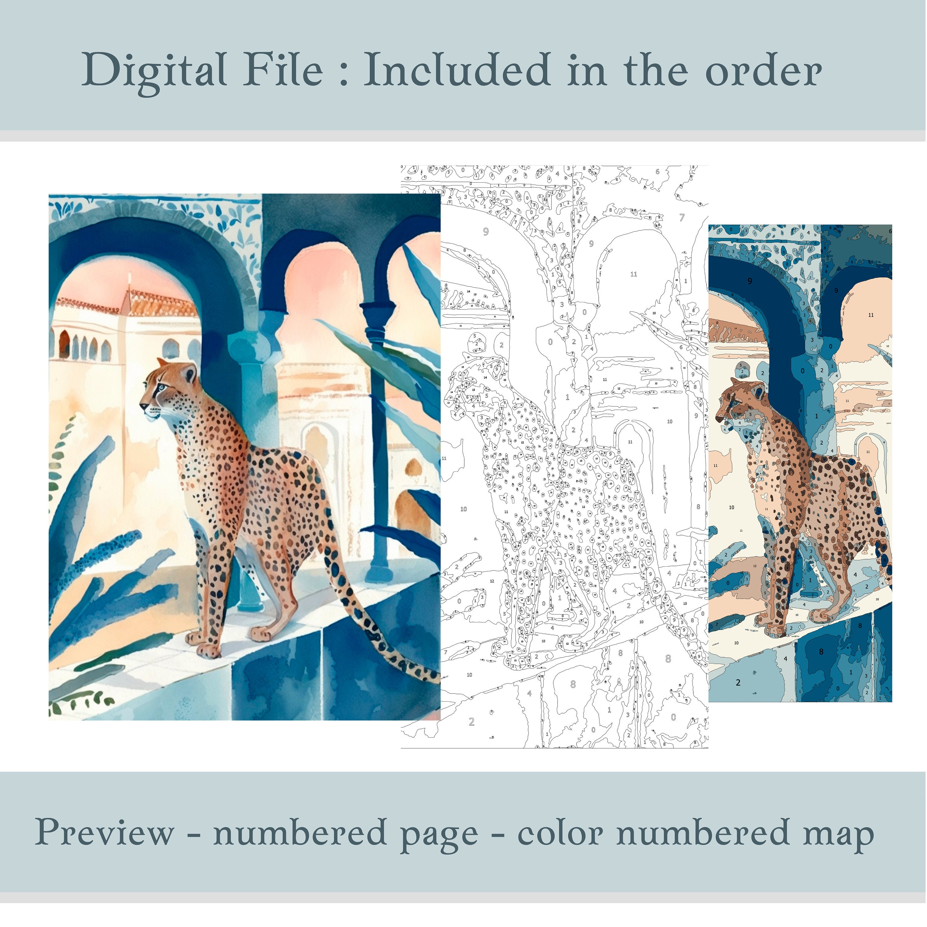 Color by Number for Adult, Paint by Number Printable, Cheetah in ...