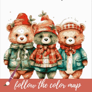 Color by Number for Adult,paint by Number Printable,christmas Teddy ...