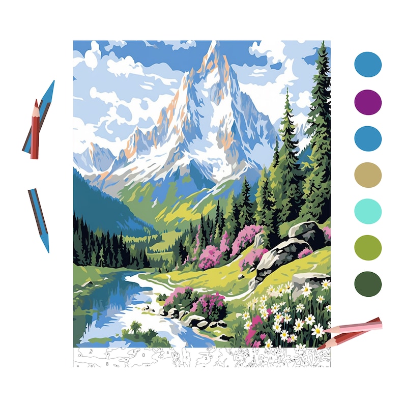 Color by Number for Adult, Paint by Number Printable,mountain Landscape ...