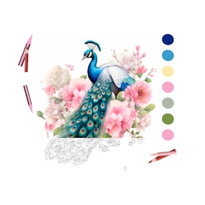 Color by Number for Adult,paint by Number Printable,flower Peacock ...