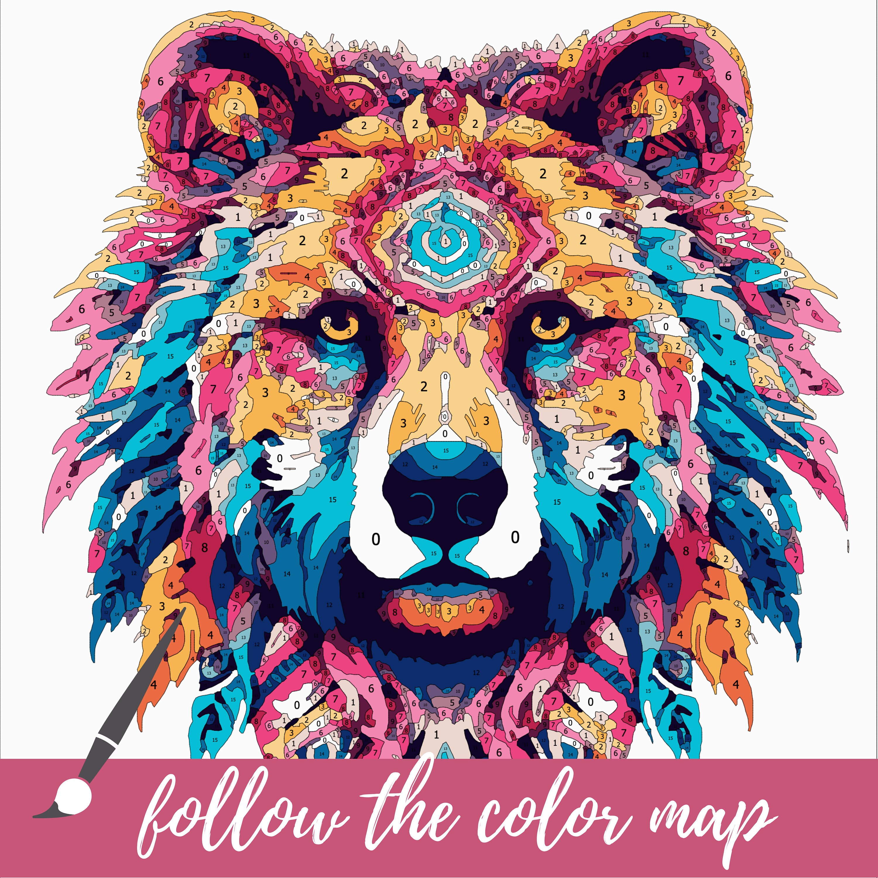 Color by Number for Adult, Paint by Number Printable,mandala Animal ...