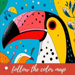 Color by Number for Adult, Paint by Number Printable,colorful Toucan ...