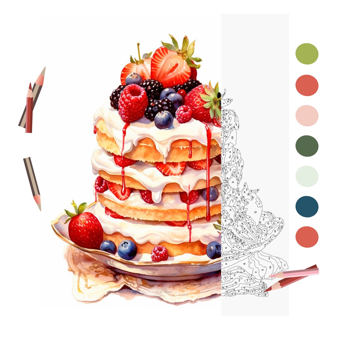 Color by Number for Adult,paint by Number Printable, Cakes, Coloring ...