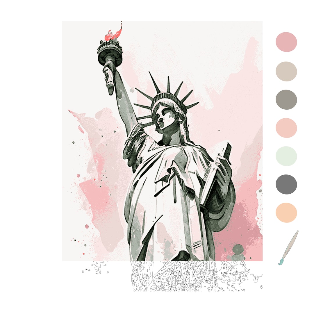 Color by Number Printable, Paint by Number Adult,statue of Liberty, by ...