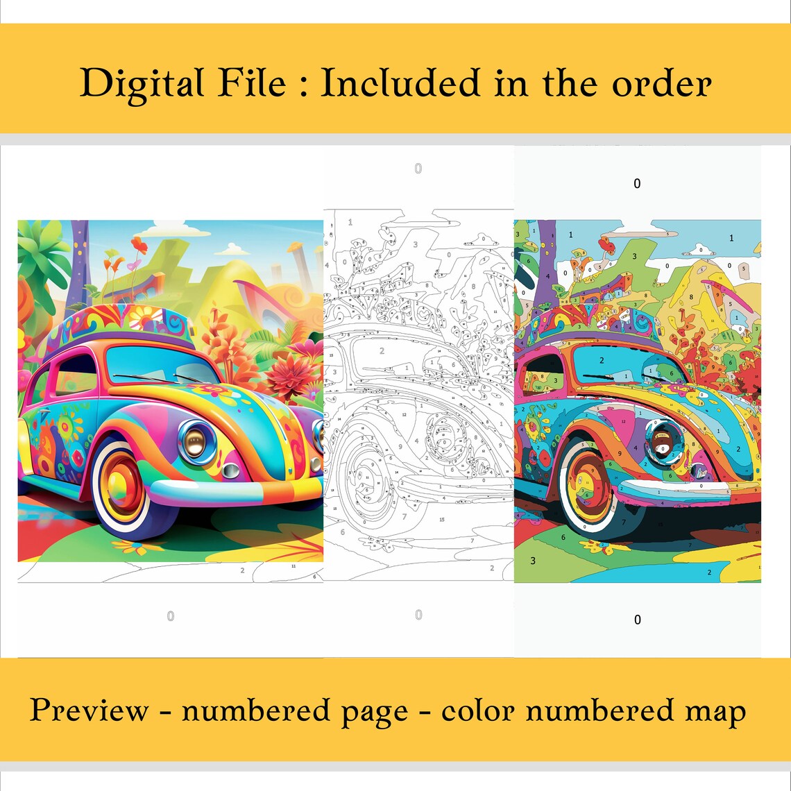 Color by Number for Adult, Paint by Number Printable,mandala Car ...