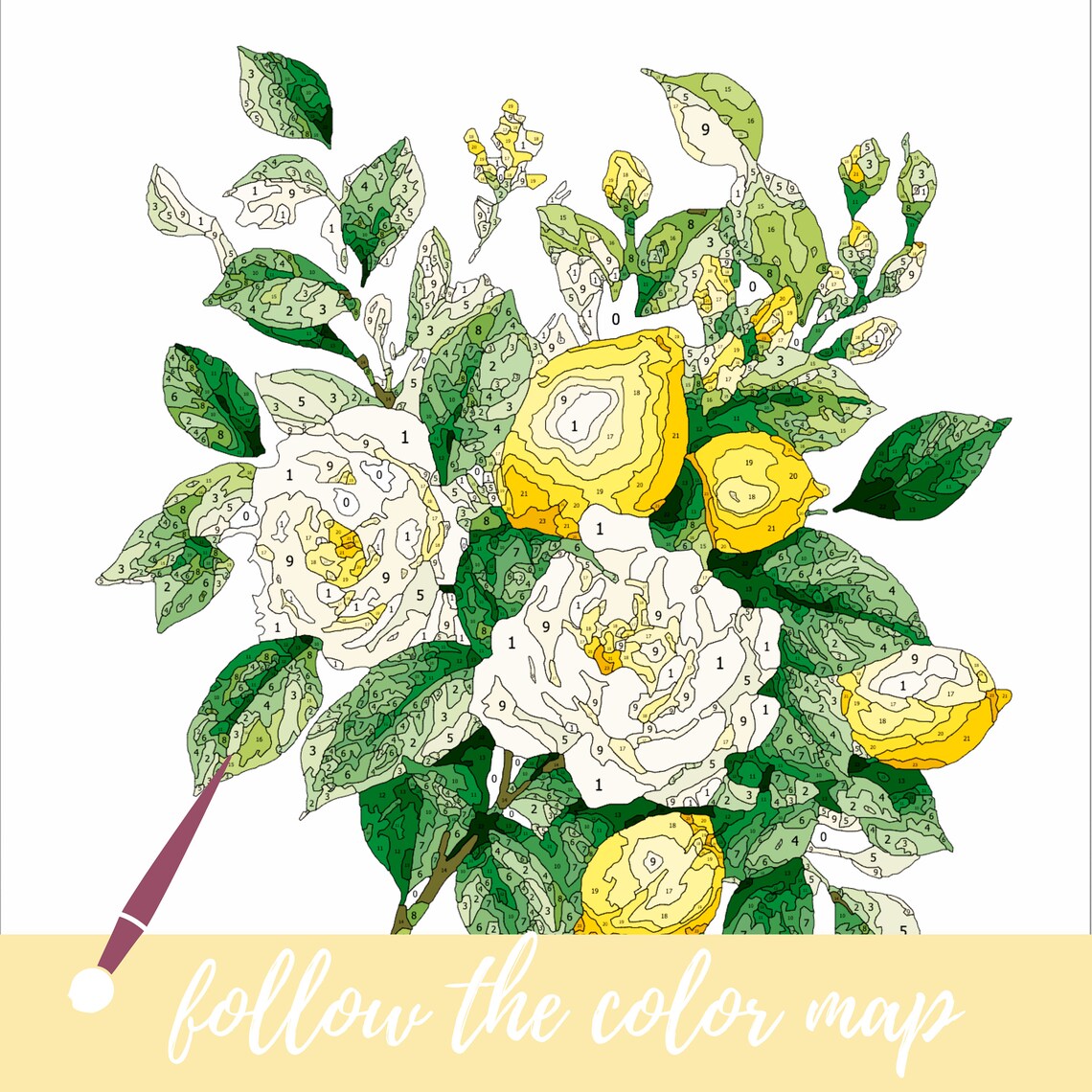 Color by Number for Adult, Paint by Number Printable,lemon Branch ...
