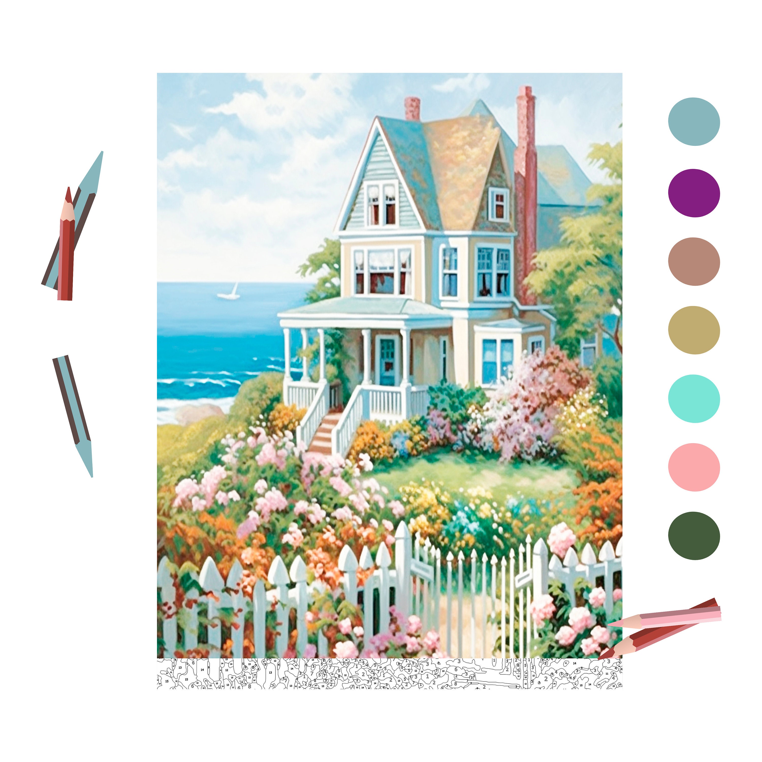 Color by Number for Adult, Paint by Number Printable,beautiful Beach ...