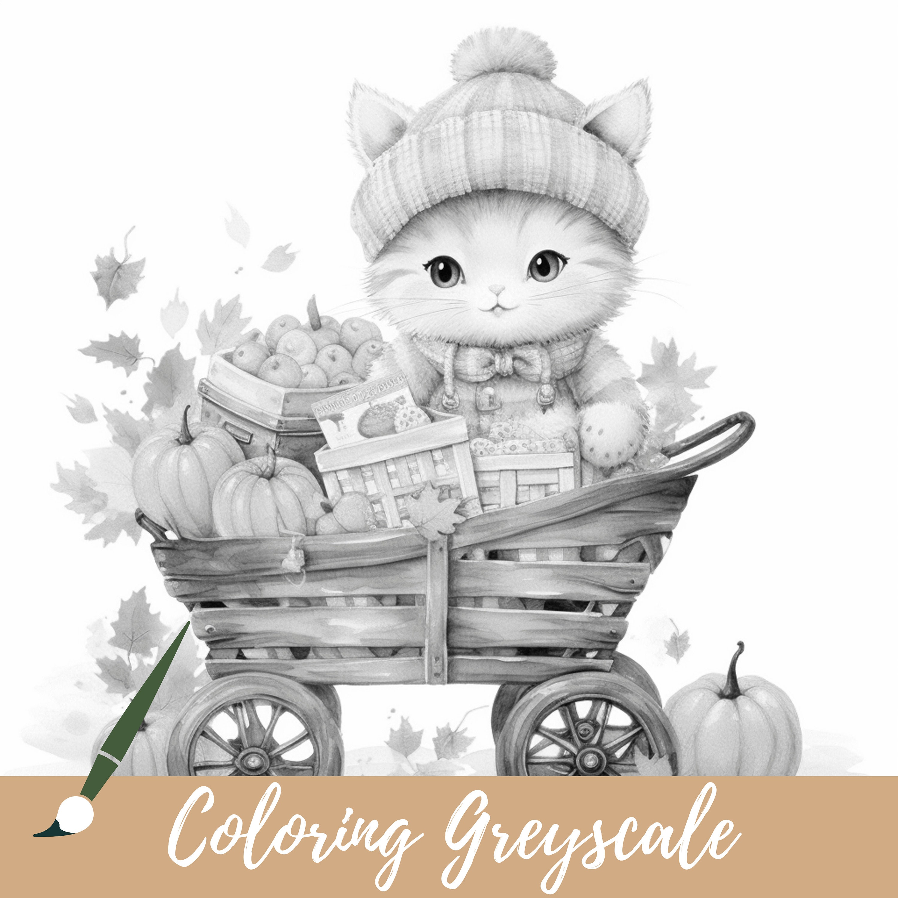 Beauty Fall Cats Color by Number for Adult, Paint by Number Printable ...