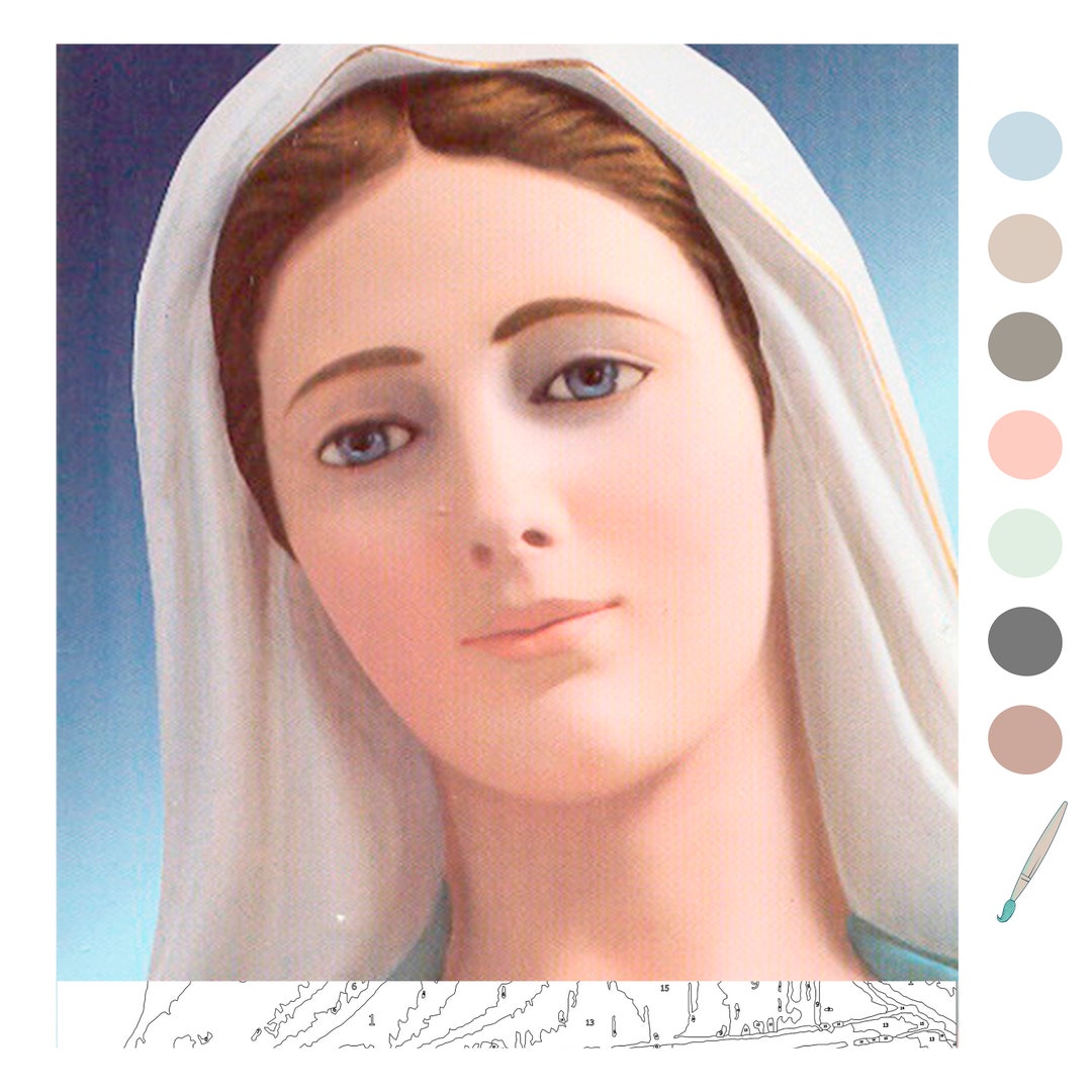 Paint by Number Printable,color by Number Adult, Virgin Mary for Pray ...