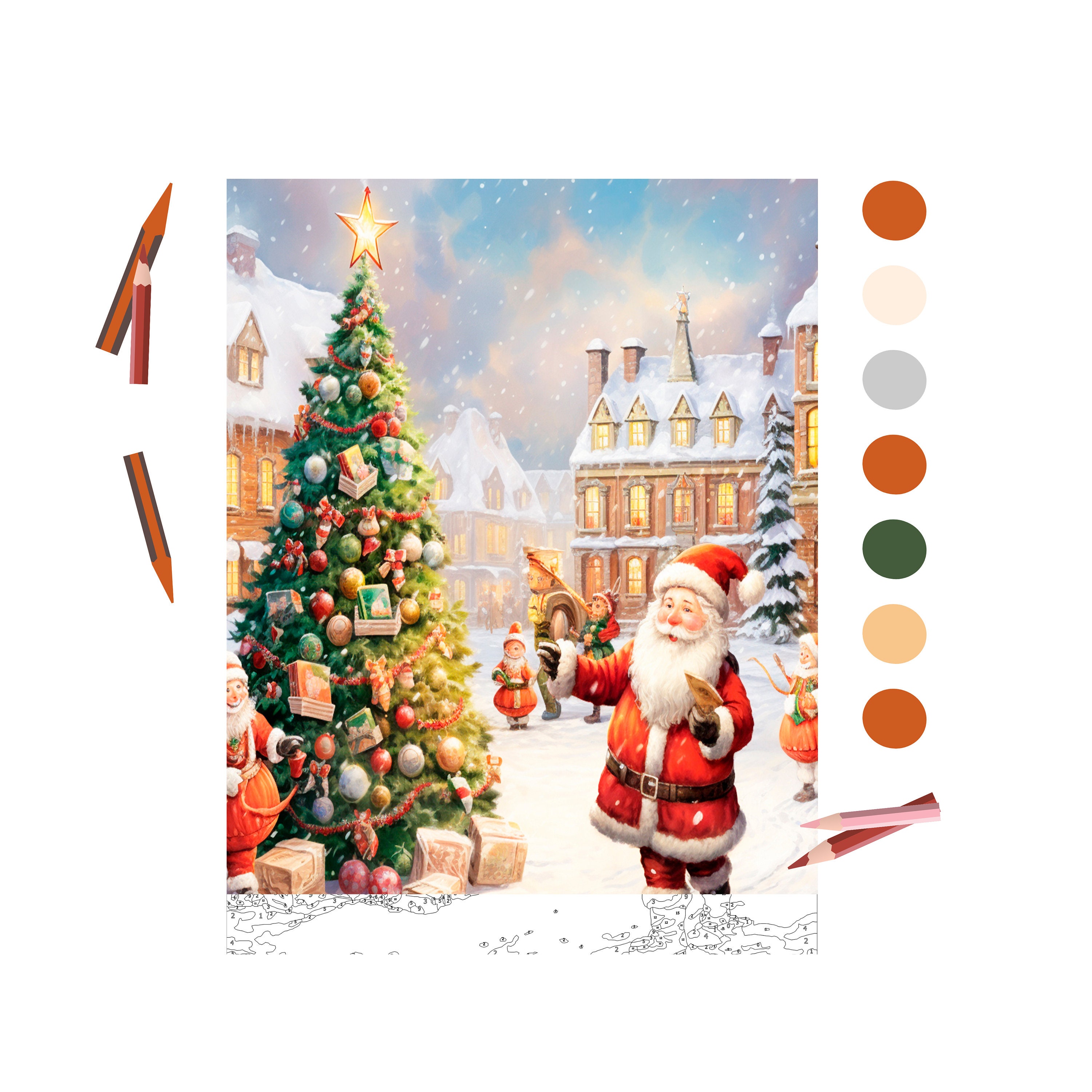 Color by Number for Adult,paint by Number Printable,christmas Santa ...
