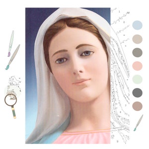 Paint by Number Printable,color by Number Adult, Virgin Mary for Pray ...