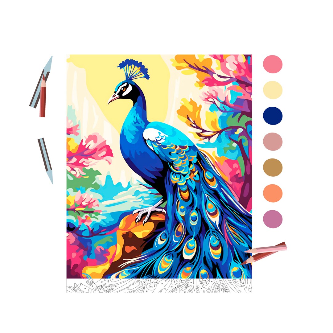 Color by Number for Adult,paint by Number Printable,beautiful Peacock ...