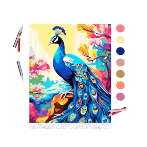 Color by Number for Adult,paint by Number Printable,beautiful Peacock ...