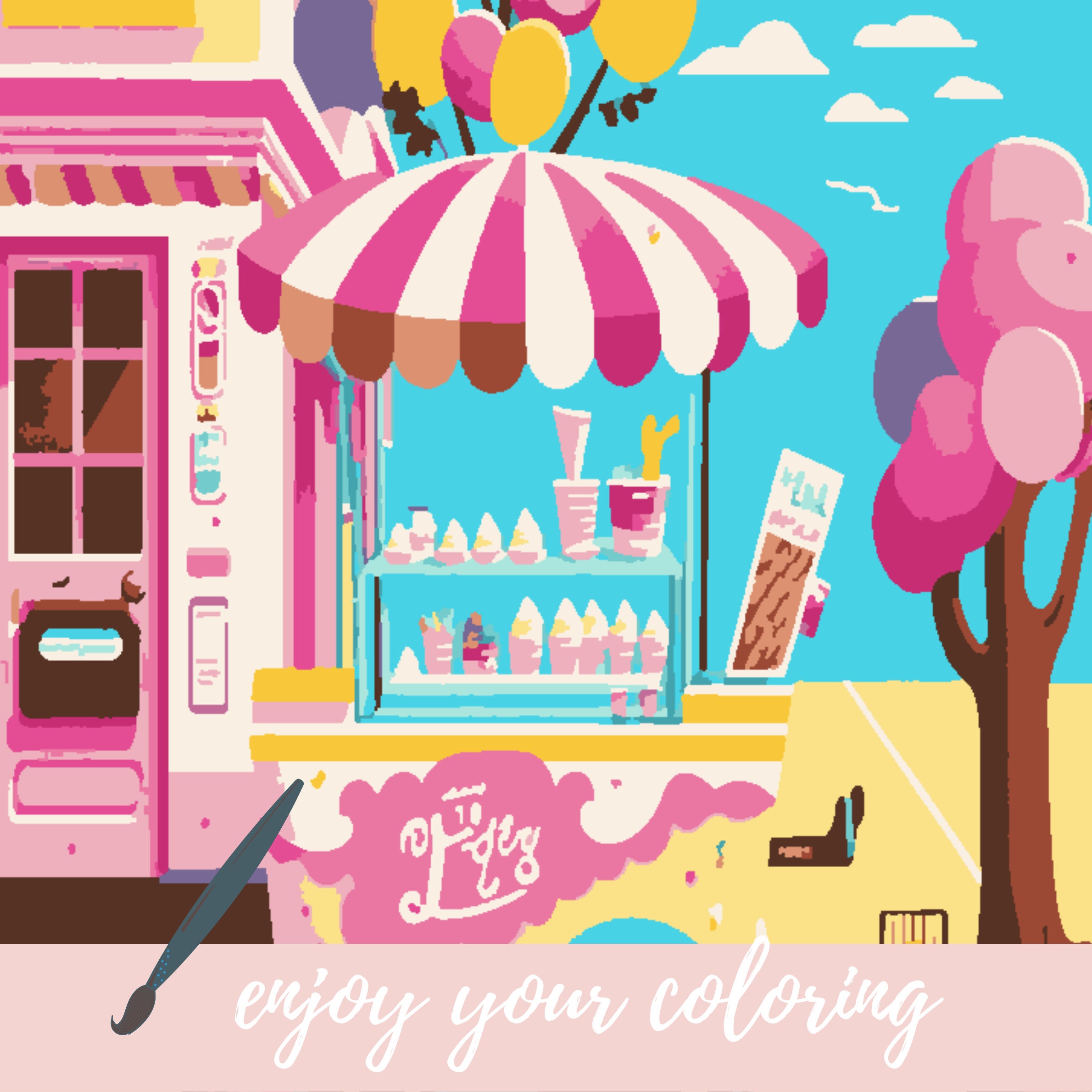 Beautiful Ice Cream Cart Coloring Pages for Adults Grayscale - Etsy