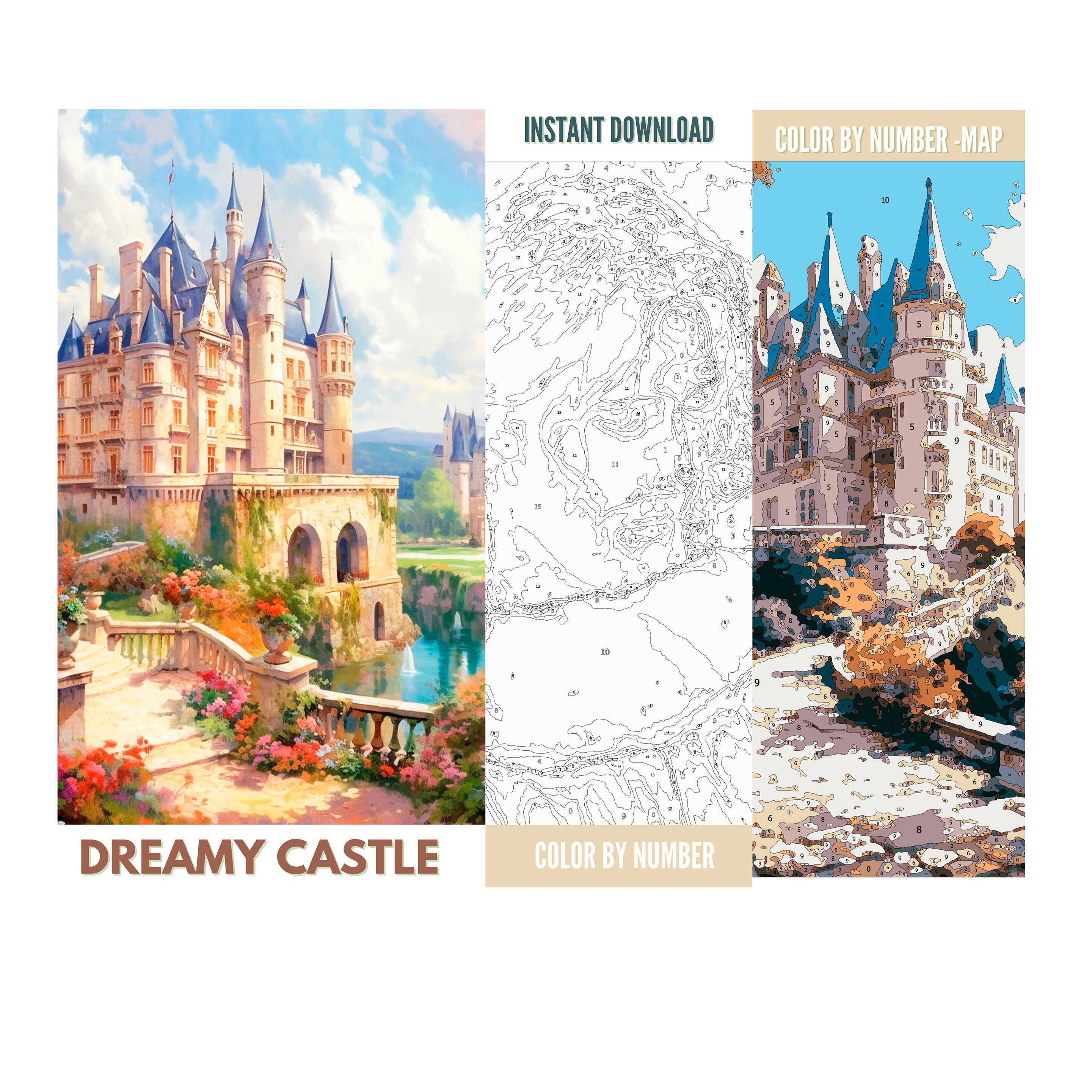 Color by Number for Adult Paint by Number Printable5 Dreamy - Etsy