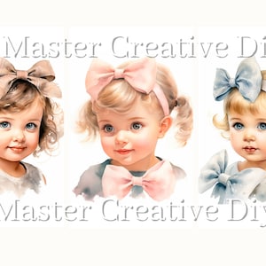 30 Cute Girl With Bow Coloring Book - Adults Coloring Pages, Instant ...