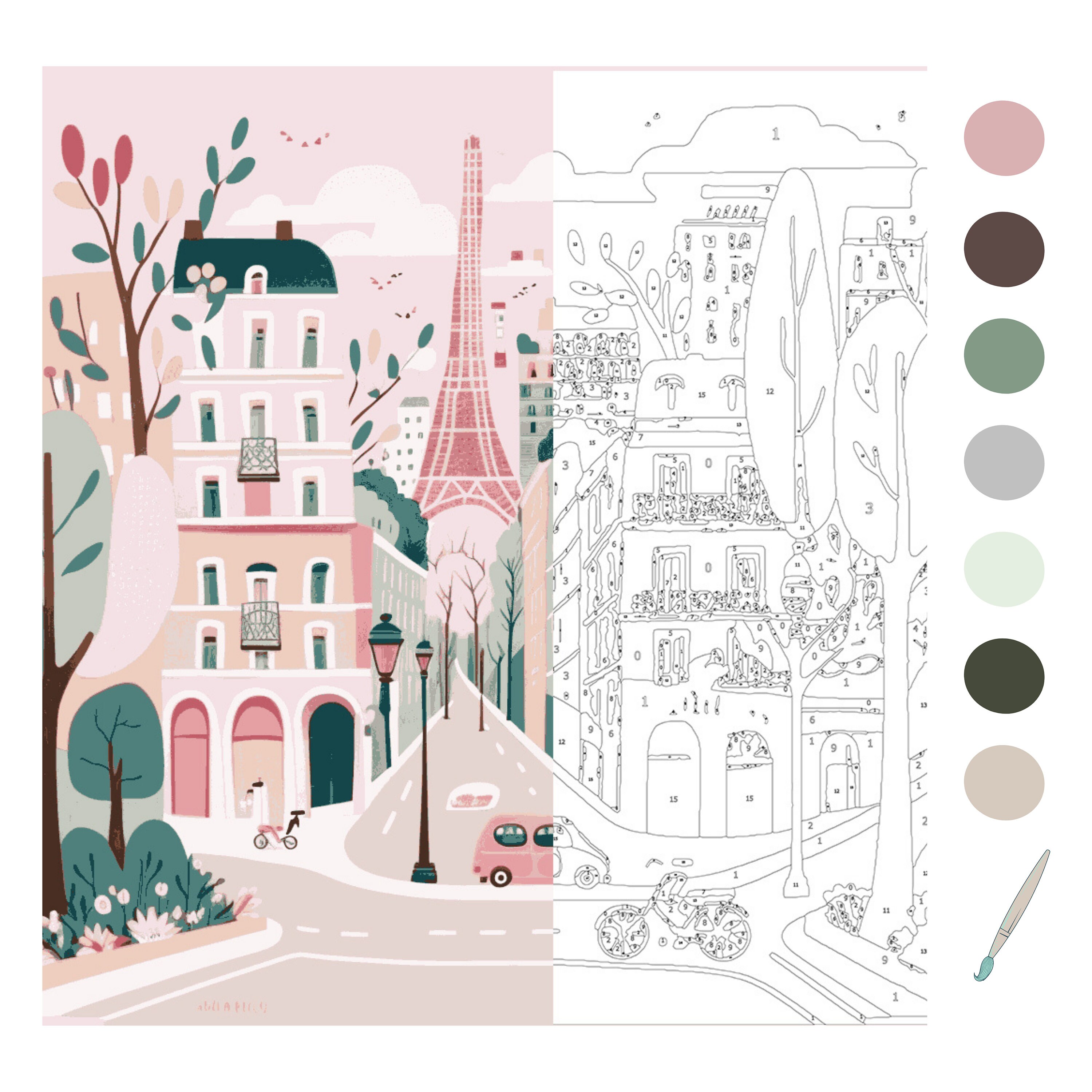 Paint by Number Printable Color by Number DIY Bohemia Paris - Etsy