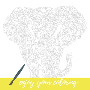Color by Number for Adult, Paint by Number Printable,mandala Elephant ...