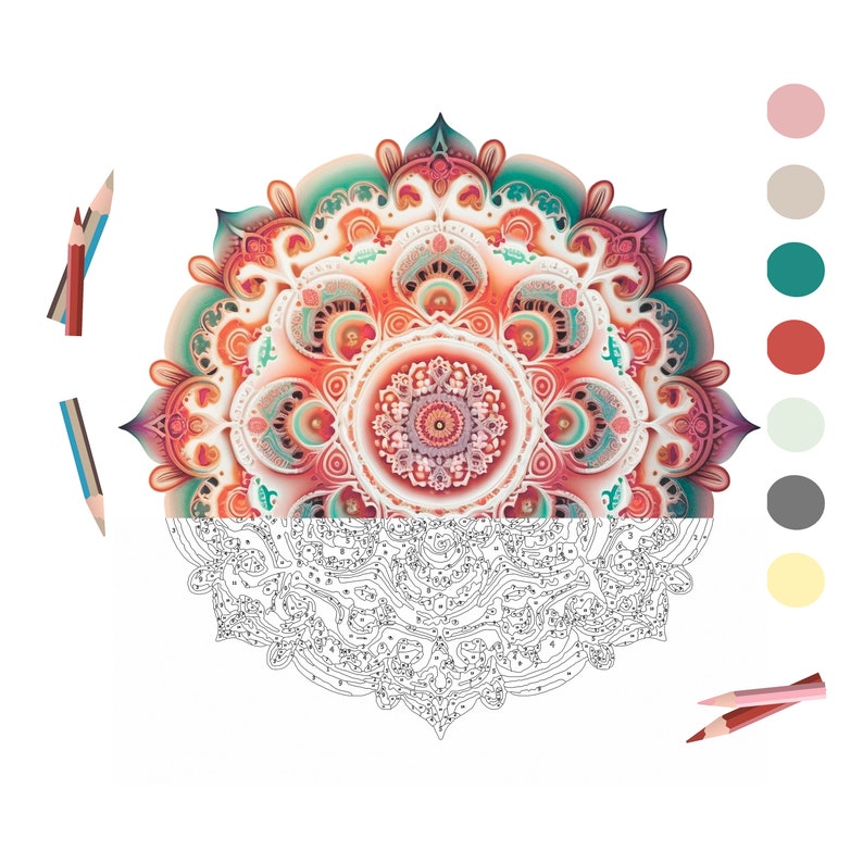 Color by Number for Adult Mandala Paint by Number - Etsy
