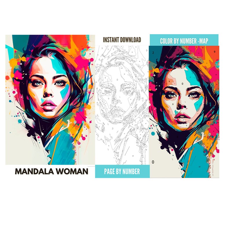 Color by Number for Adult, Paint by Number Printable,mandala Woman ...