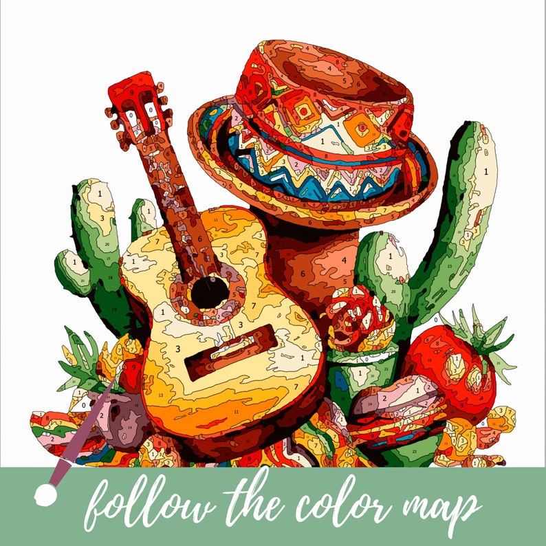 Color by Number for Adult, Paint by Number Printable,mexican Fiesta ...