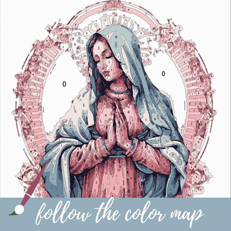 Paint by Number Printable,color by Number Adult,virgin Mary ,our Lady ...
