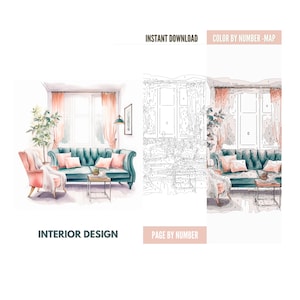 Color by Number for Adult, Paint by Number Printable, Interior Design ...