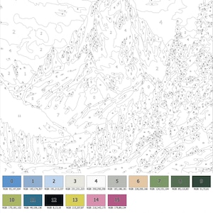 Color by Number for Adult, Paint by Number Printable,mountain Landscape ...