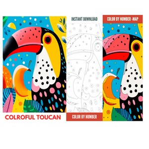 Color by Number for Adult, Paint by Number Printable,colorful Toucan ...
