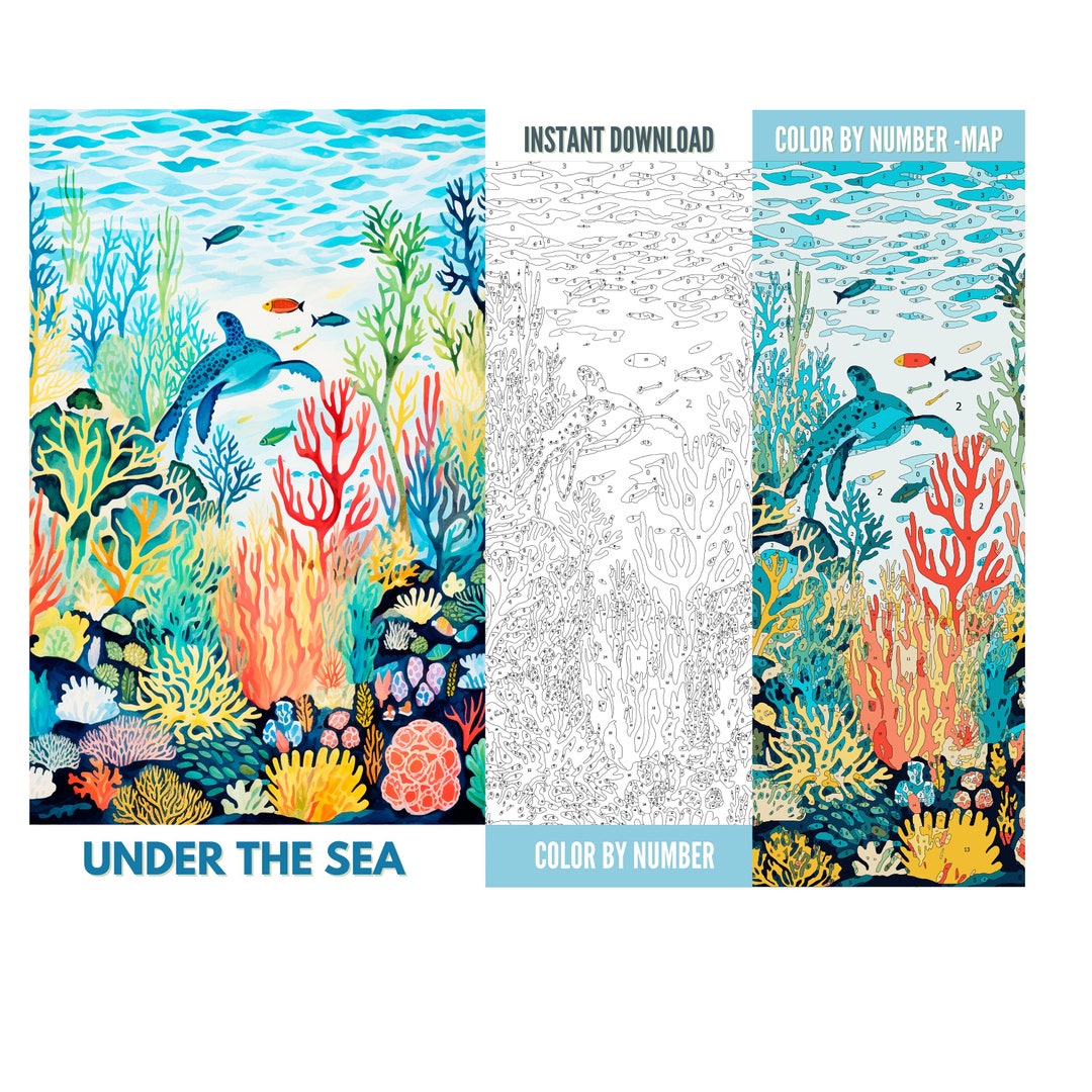 Color by Number for Adult,paint by Number Printable,under the Sea ...