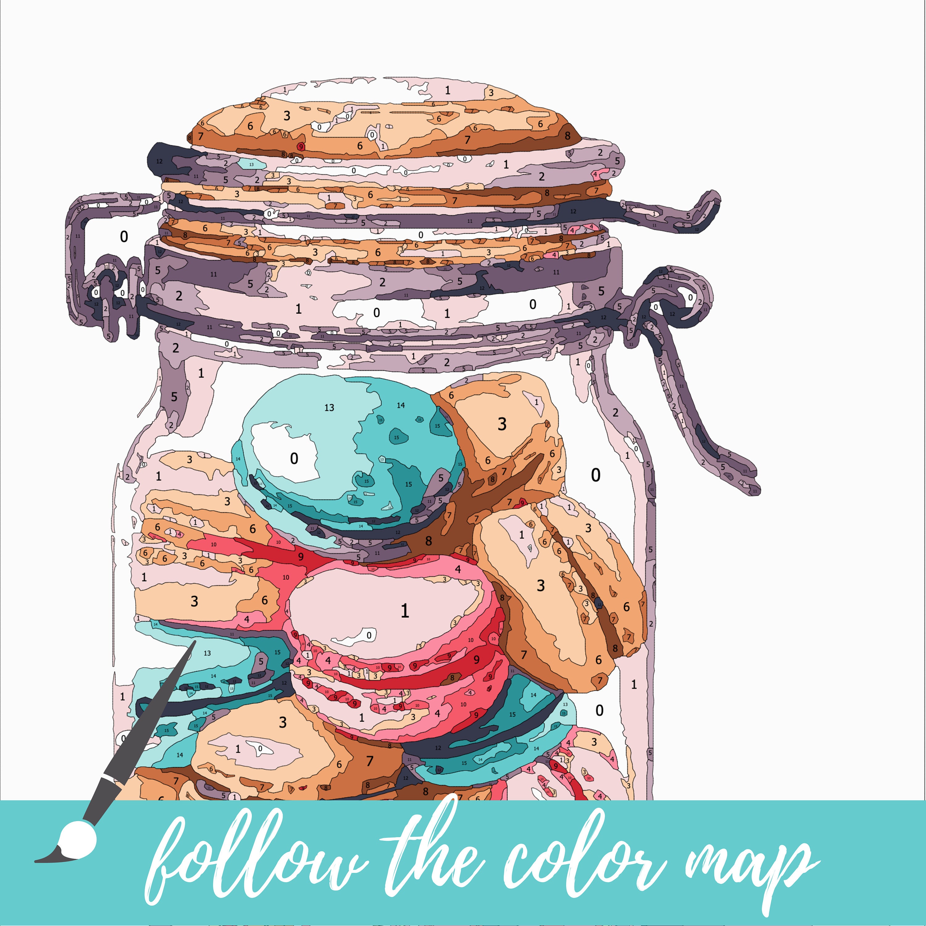 Color by Number for Adult,paint by Number Printable, Macarons, Coloring ...