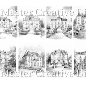 35 French House Coloring Book - Adults Coloring Pages, Instant Download ...