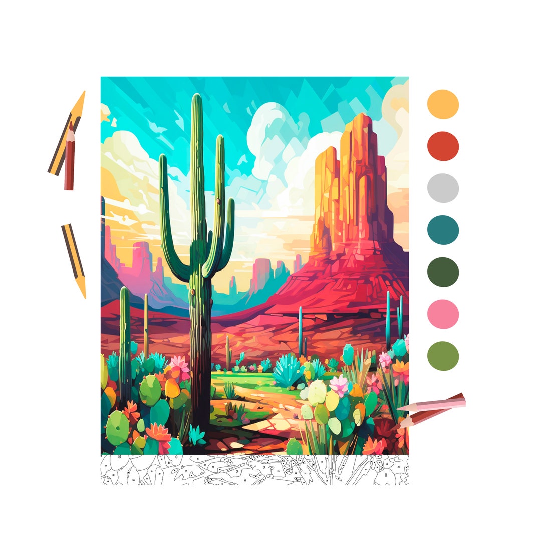 Color by Number for Adult, Paint by Number Printable, Desert Landscape ...