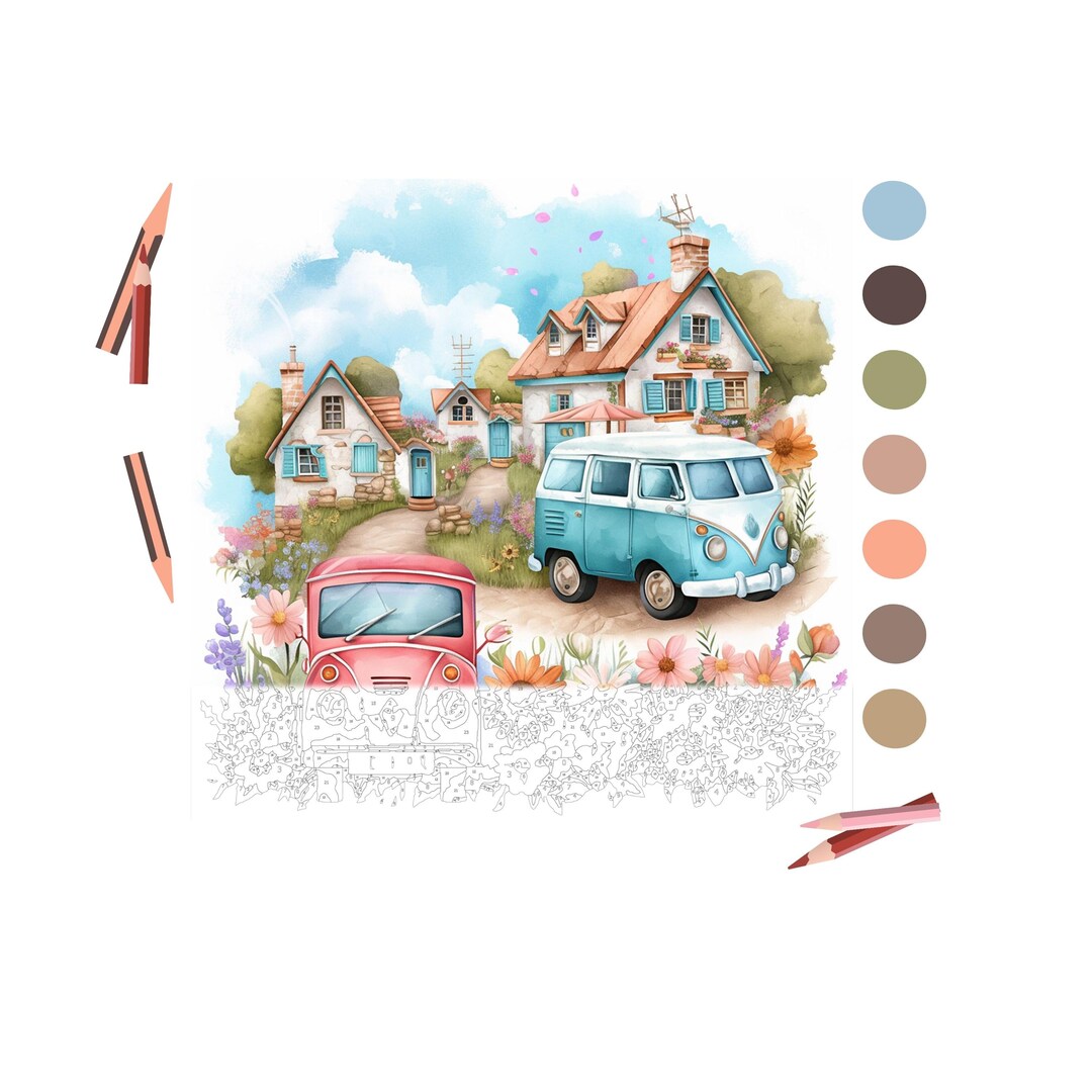 Beauty Landscape Color by Number for Adult,cottage Scenery Paint by ...