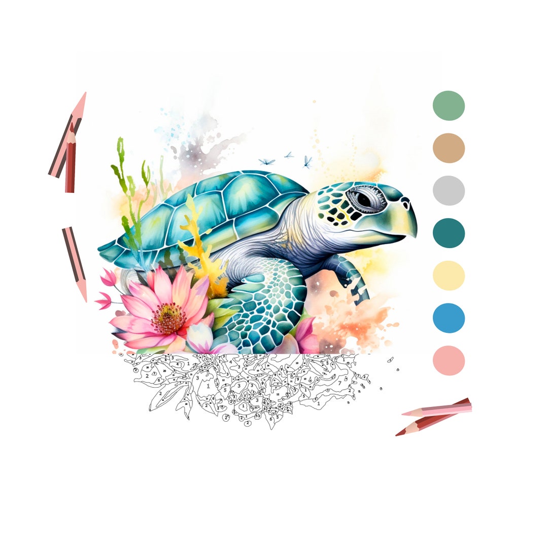 Color by Number for Adult, Paint by Number Printable, Sea Turtle ...