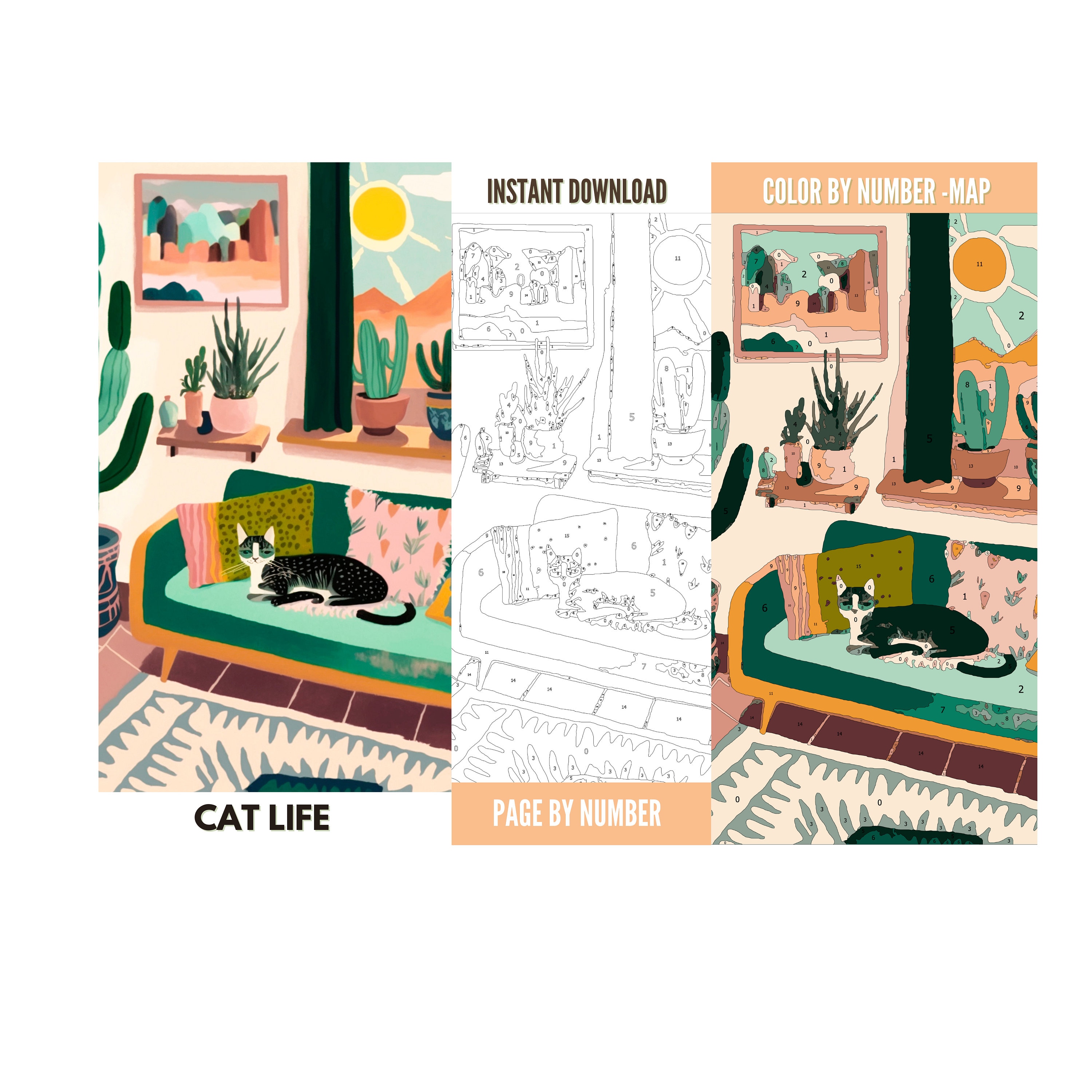 Color by Number for Adultpaint by Number Printable5 Bohemian - Etsy