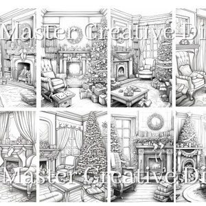 30 Christmas Interior Design Coloring Book - Adults Coloring Pages ...