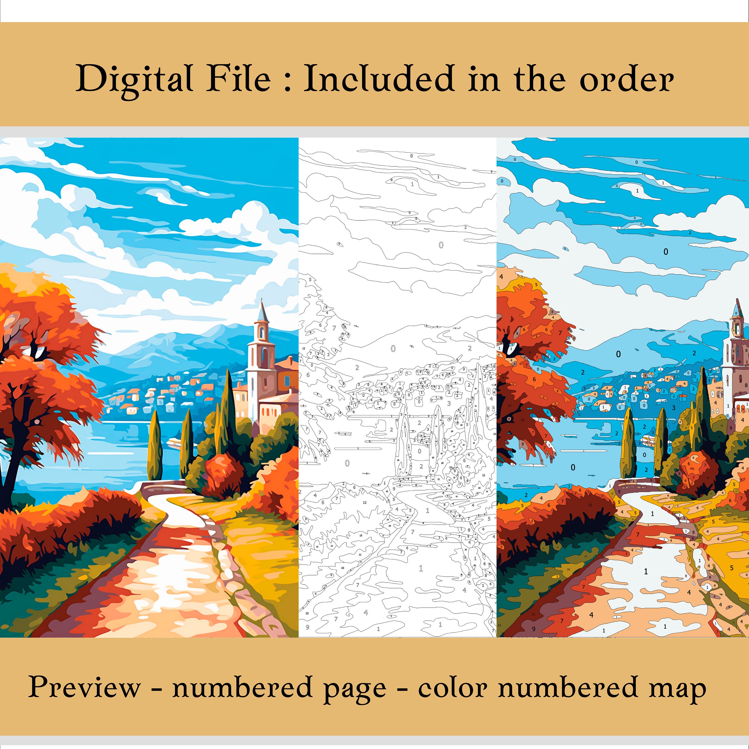 5 Italian Landscape Color by Number for Adult, Paint by Number ...